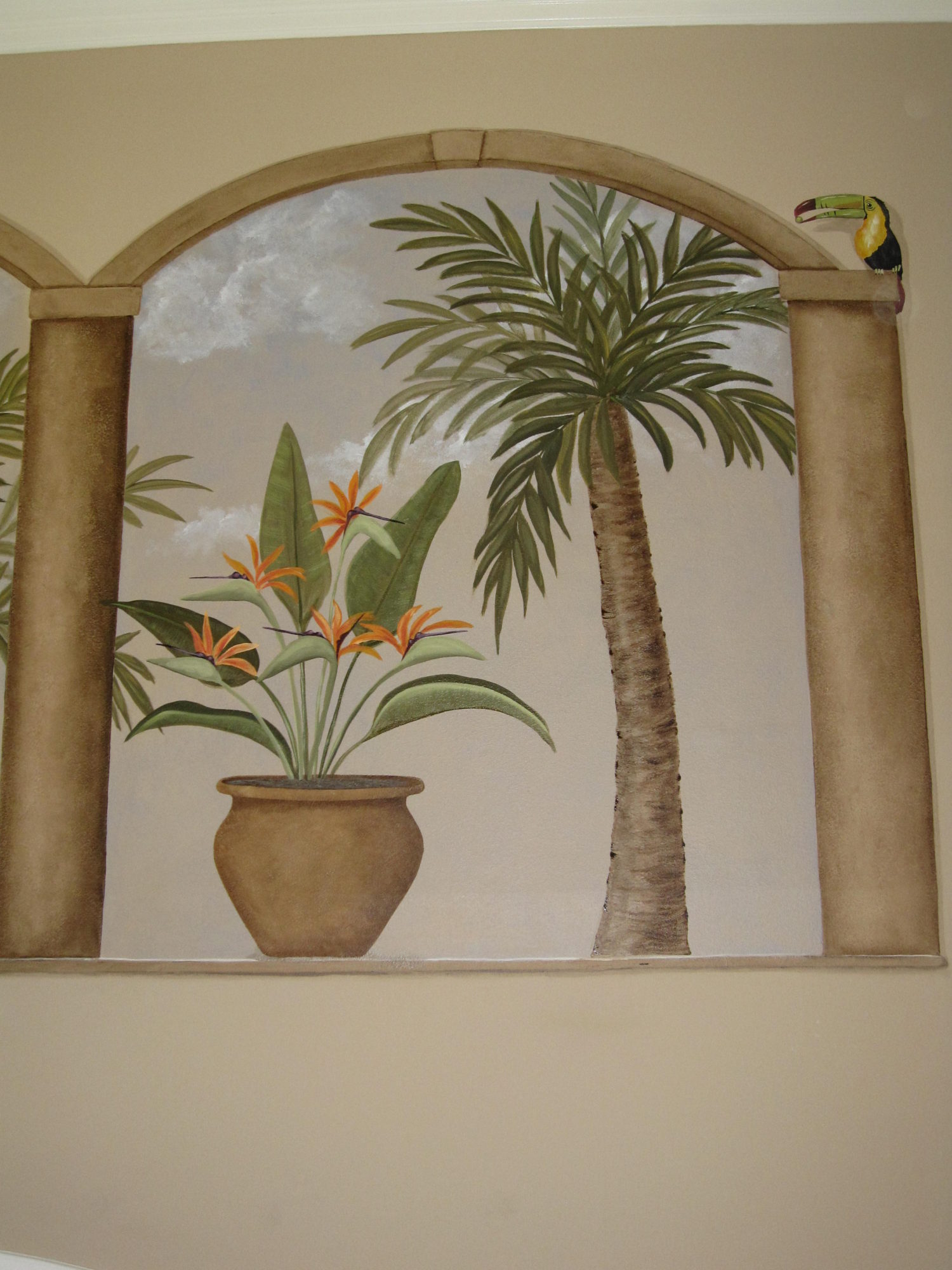 Foyer Murals with Columns, Arches and Palms 010 | Artistic Paint Solutions