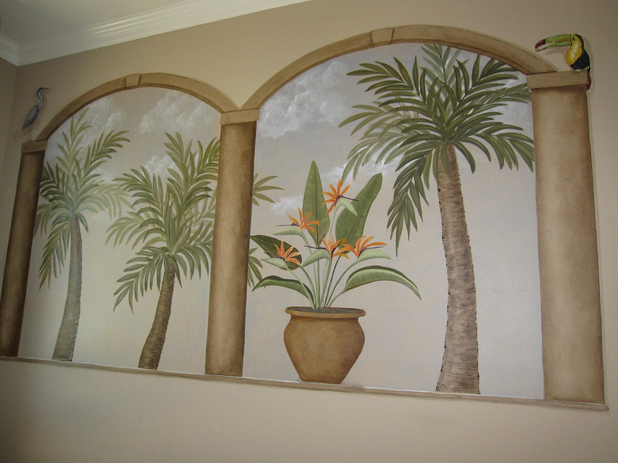Foyer Murals with Columns, Arches and Palms 011 | Artistic Paint Solutions
